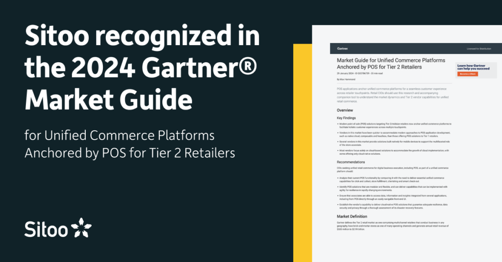 Sitoo recognised in 2024 Gartner Market Guide for Unified Commerce ...